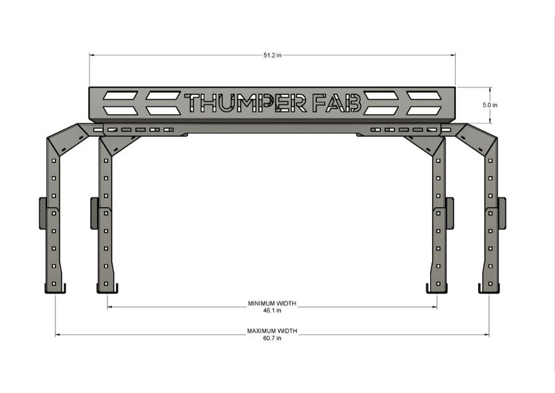 Kubota RTV / RTV-X / Sidekick Adjustable UTV Bed Rack by Thumper Fab ...