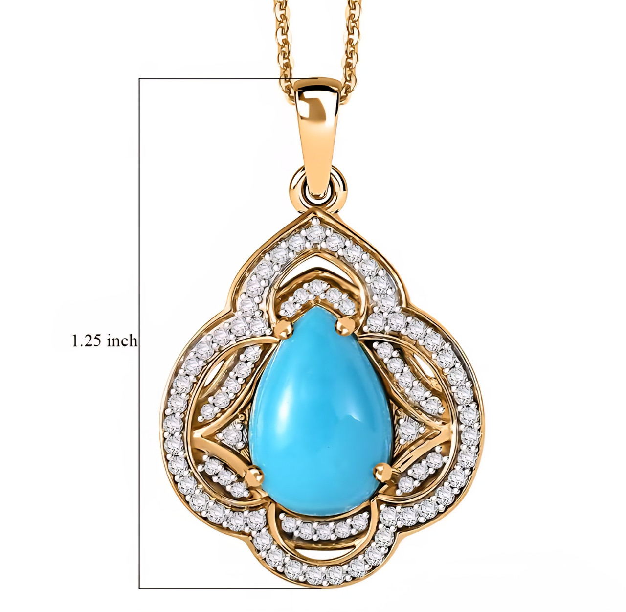 Sleeping Beauty Turquoise & Moissanite Pendant Necklace in 18K Yellow ...
