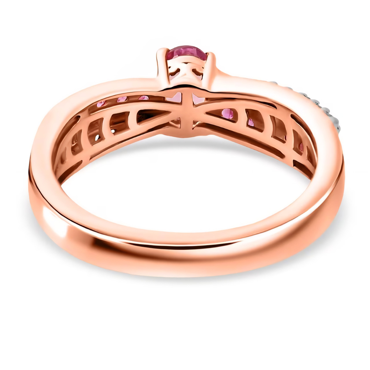 Pink Spinel, Pink Sapphire & White Zircon Ring In 18K Rose Gold over ...