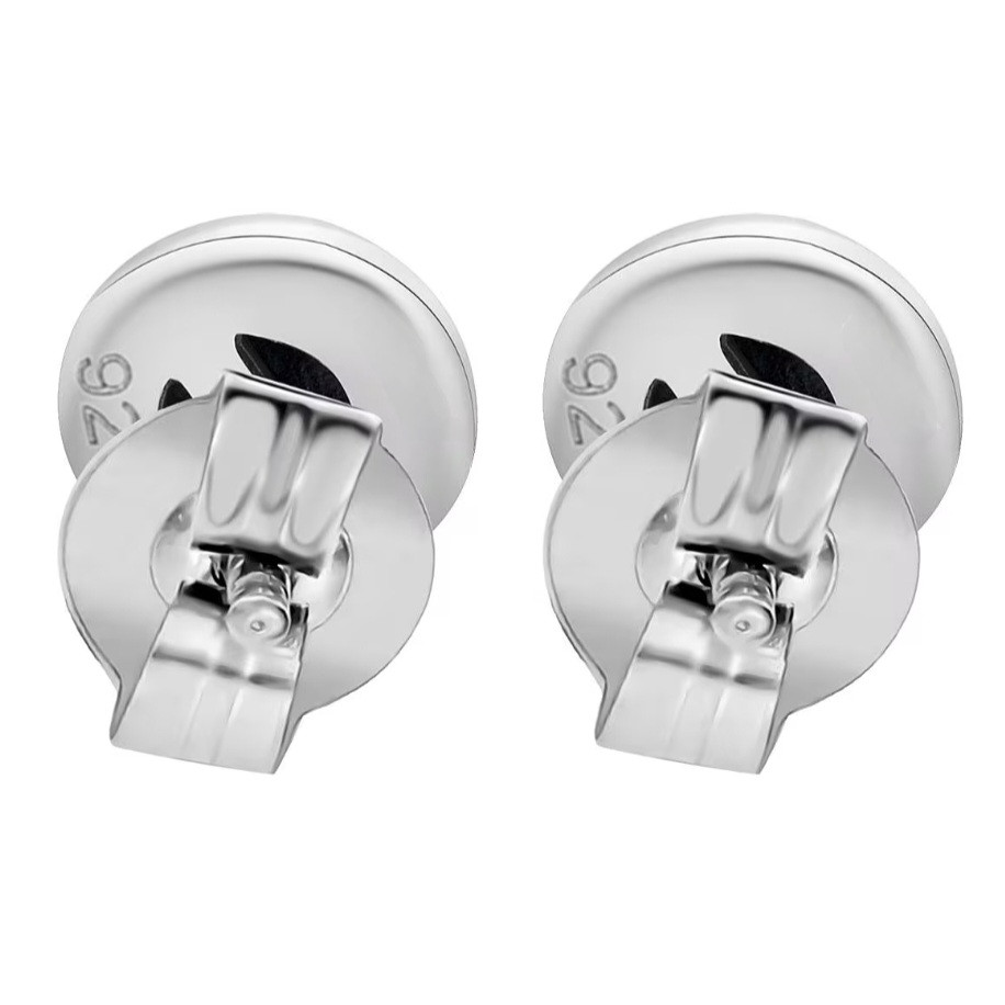 Round Blue Star Sapphire Stud Earrings in Rhodium over Sterling Silver ...