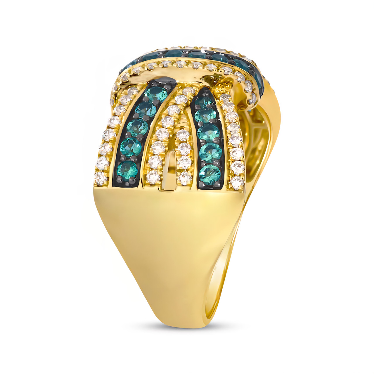 Emerald & Diamond Wide Band Ring in 14K Yellow Gold 2.70ctw | Gallery Gems