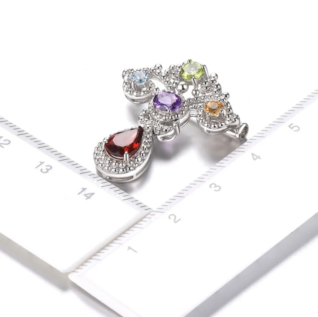 Multi Gemstone Brooch in Rhodium over Sterling Silver 3ctw - Gallery ...