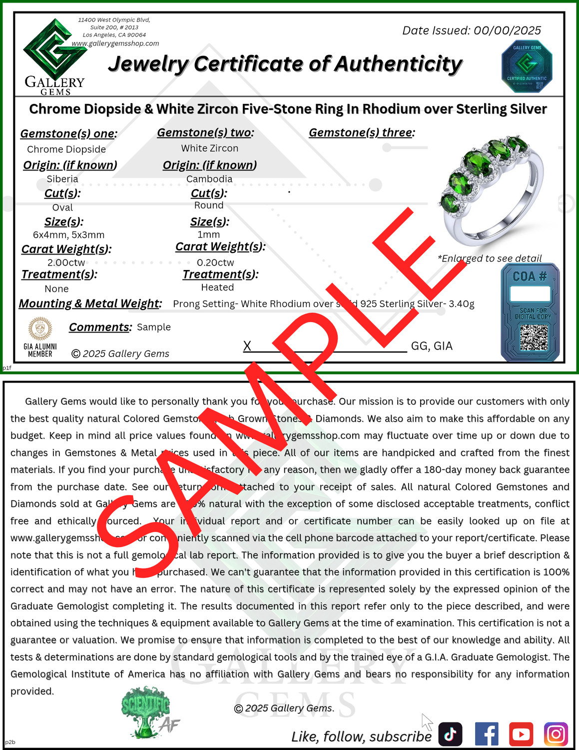 Certificate Of Authenticity Jewelry