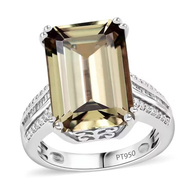 Turkizite & Diamond Ring in Solid 950 Platinum 10.65ctw - Gallery Gems LLC