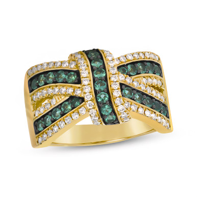 Emerald & Diamond Wide Band Ring in 14K Yellow Gold 2.70ctw | JTVON