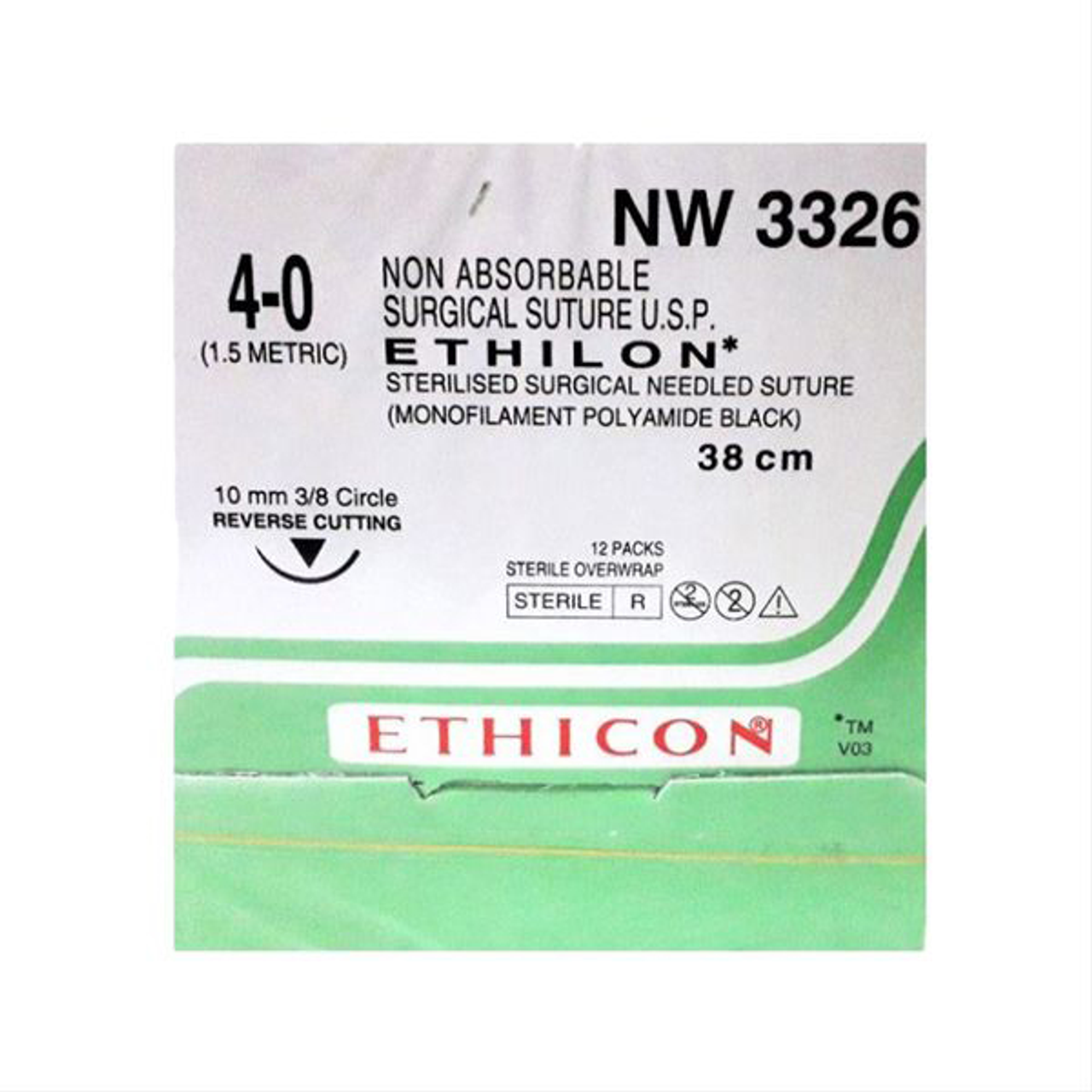 Ethicon Ethilon Sutures USP 4-0 (38cm) NW3326 - Docuses Healthcare Ethicon Ethilon Sutures USP 4-0 (38cm) NW3326 - Docuses Healthcare