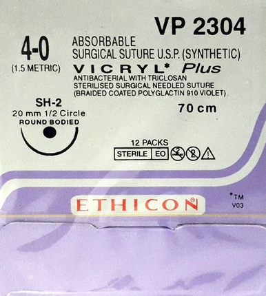 Vicryl Plus Absorbable Surgical Suture (4-0) (70 cm) VP2304 - Docuses Healthcare