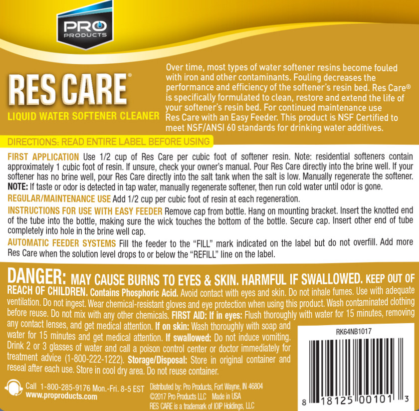 Pro-Res Care Liquid Resin Cleaner - 1 Gallon | Serv-A-Pure