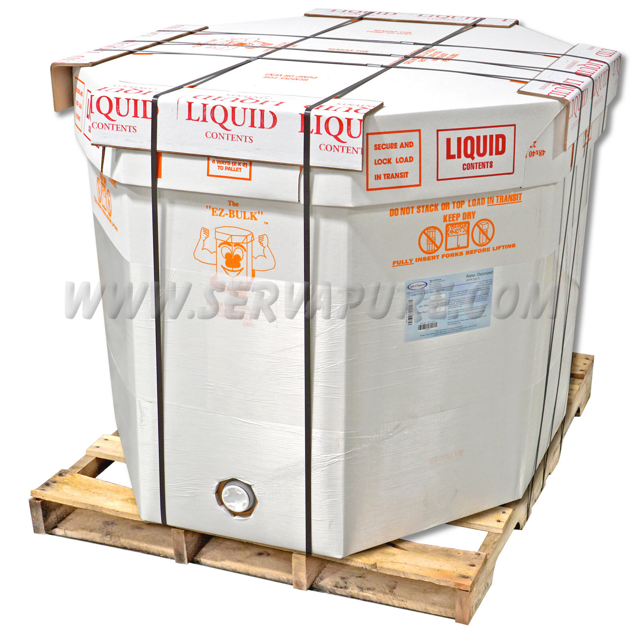 Serv-A-Pure EZ-BULK-220, 220 Gallon Tote of Type II Deionized Water ...
