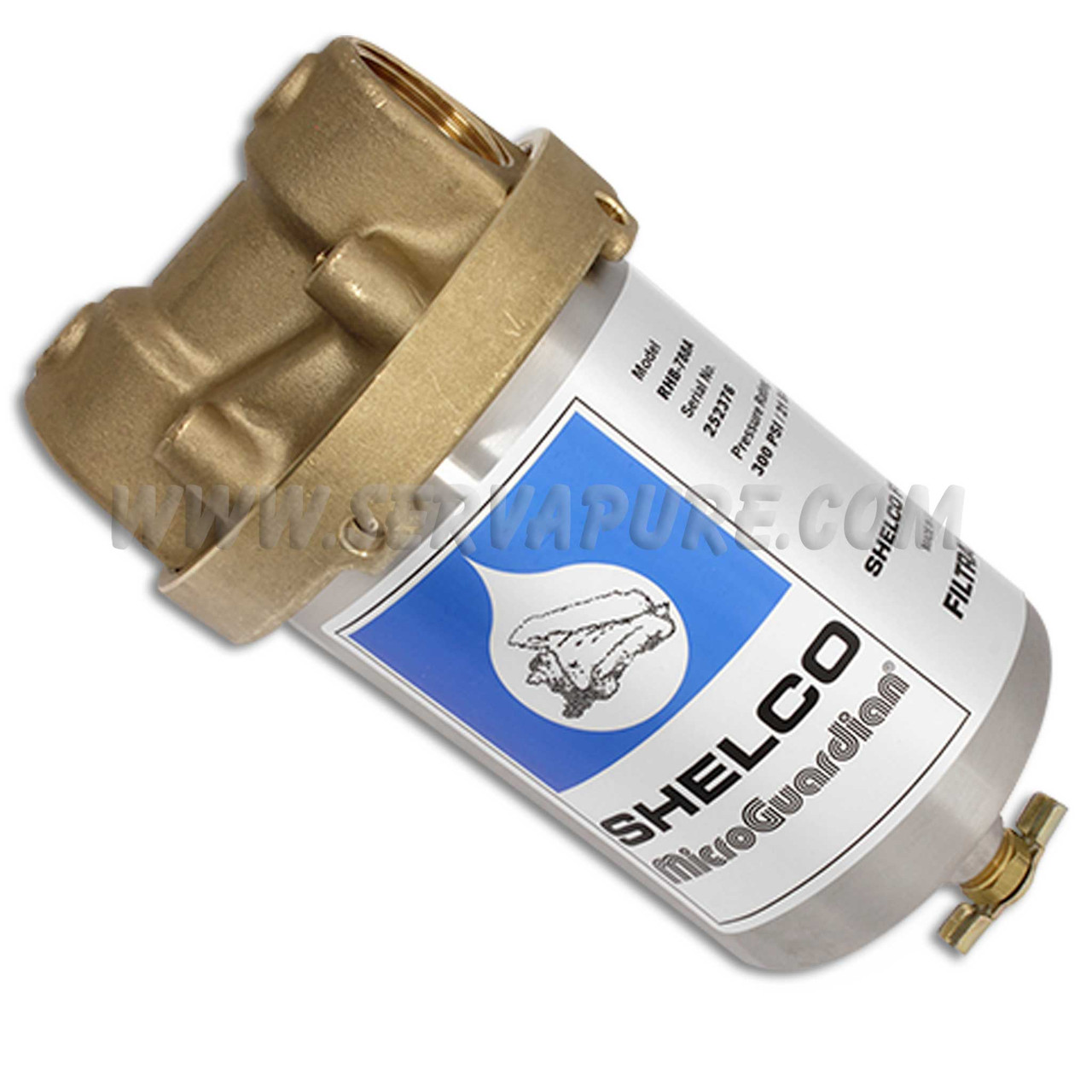 Shelco RHB-394A, 4" Forged Brass Head w/ SS Sump Filter Housings, 1/2 ...