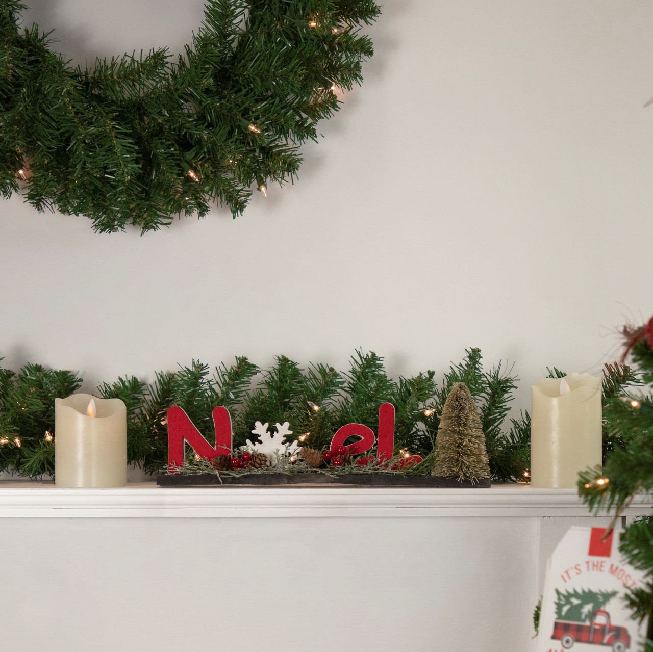 14" Red Noel Winter Scene with Snowflake Christmas Sign | Christmas Central