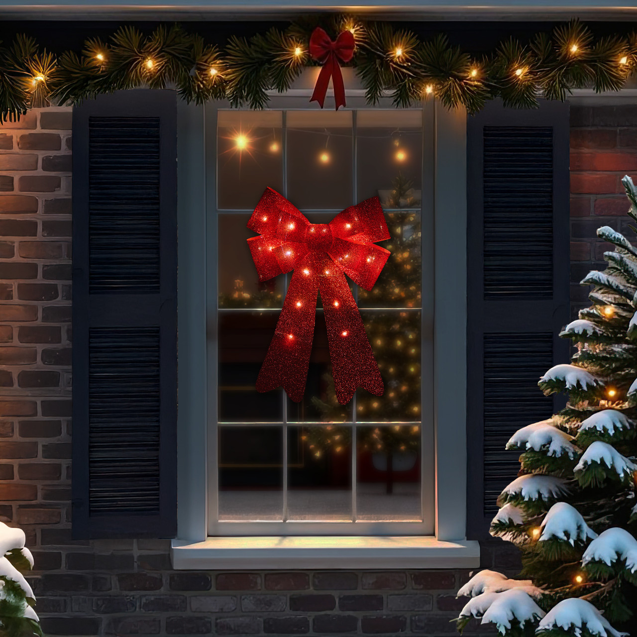 24" LED Lighted Red Tinsel Bow Christmas Decoration | Christmas Central