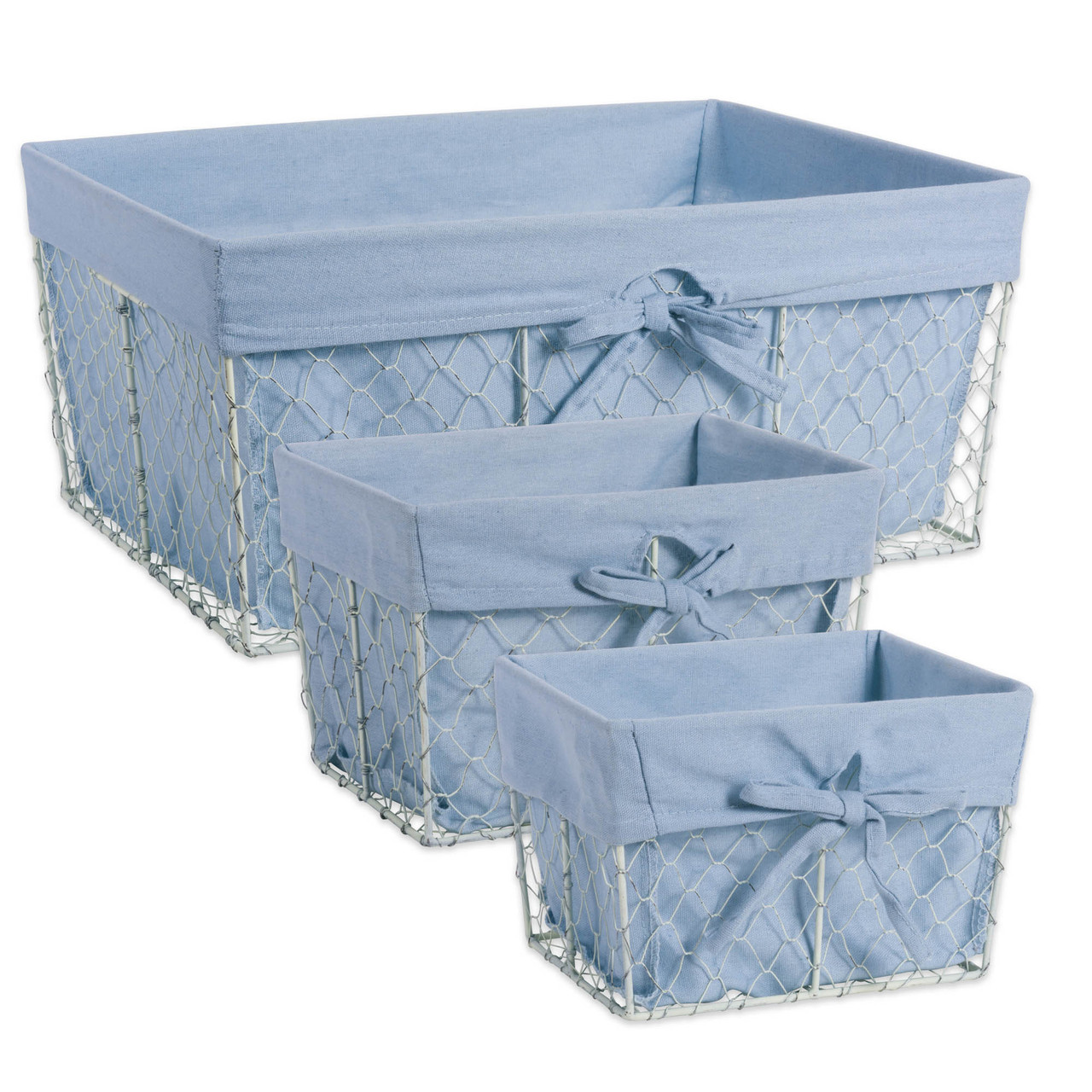 Set of 3 Blue Chicken Wire Basket, 18" | Christmas Central