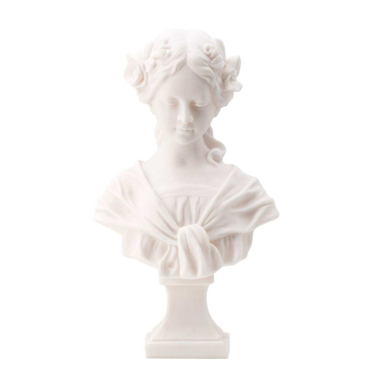 14" White Lady Bust Statue with Floral Crown | Christmas Central