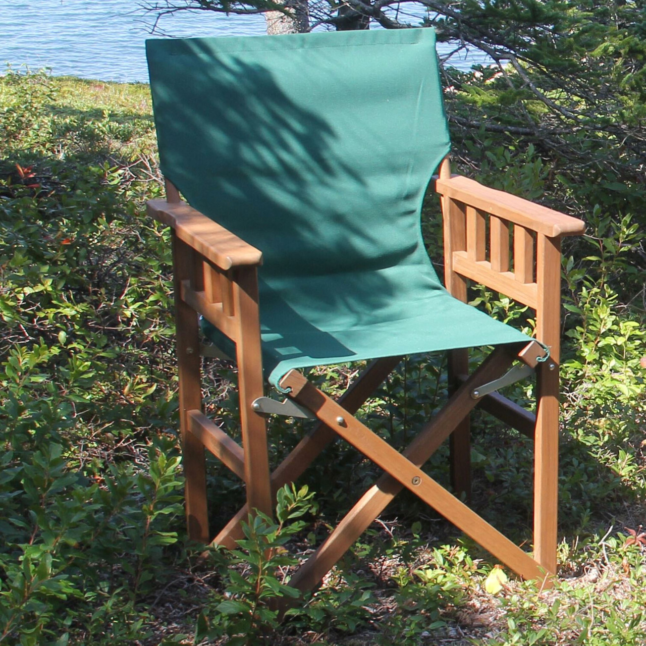 36” Green Foldable Patio Campaign Chair With A Wooden Frame | Christmas ...