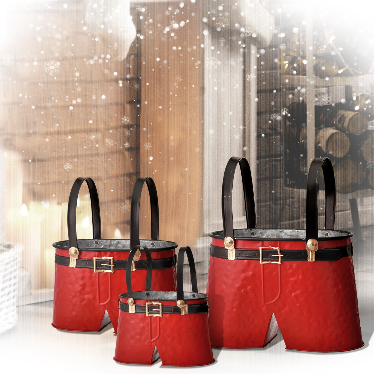 17.5" Santa Pants with Handles Metal Christmas Pot | Christmas Central