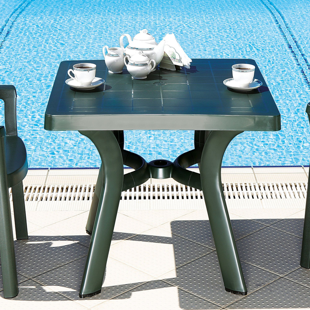 31" Green Square Outdoor Patio Dining Table | Christmas Central