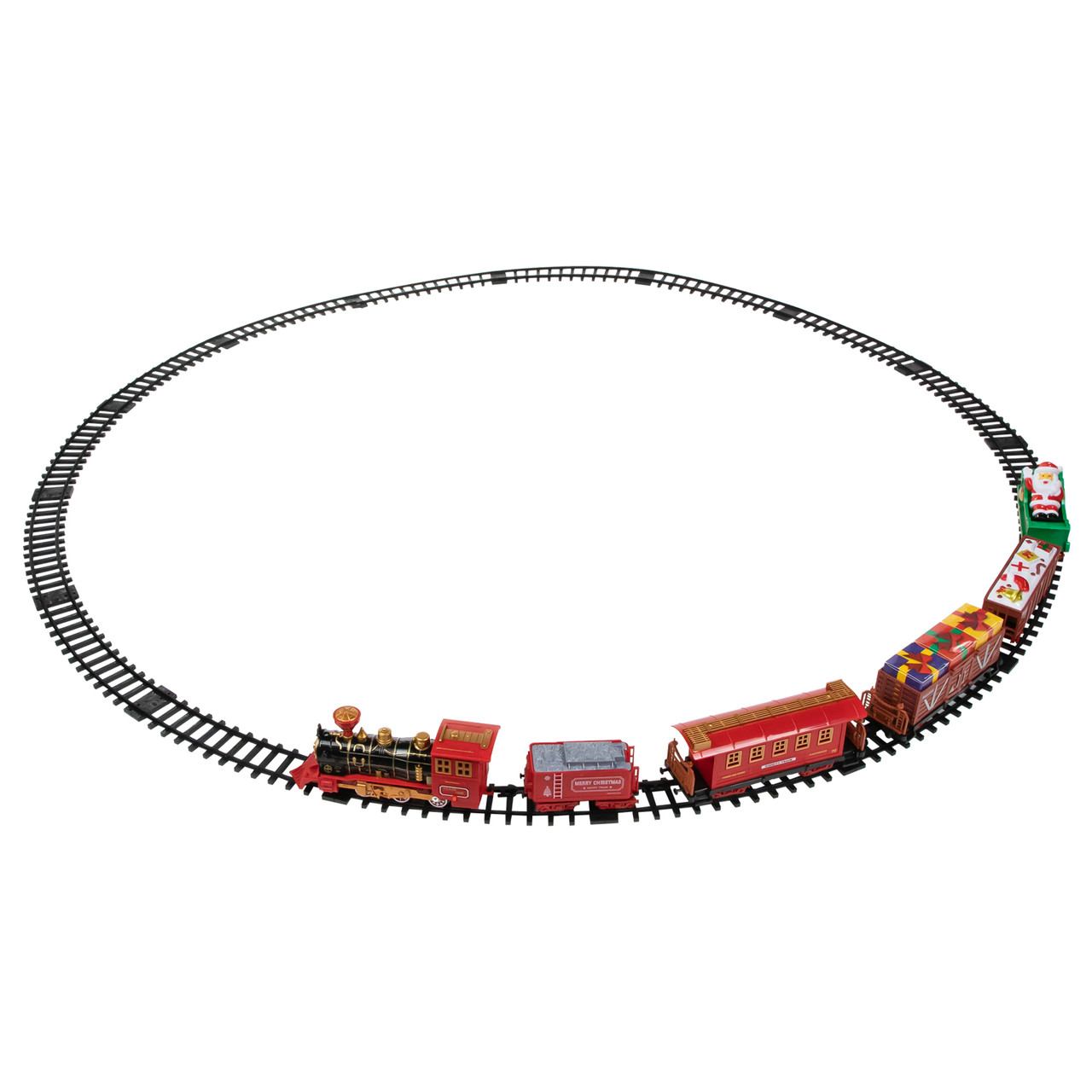 22pc Red Battery Operated Lighted & Animated Christmas Train Set with ...