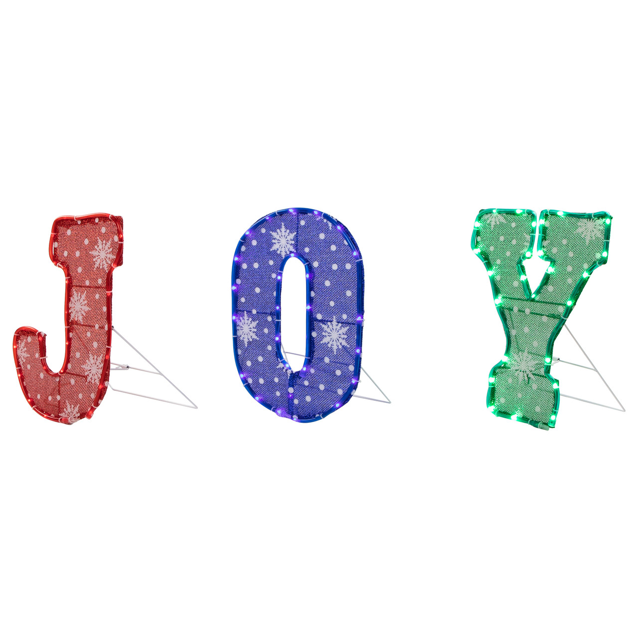 14" LED Lighted Traditional Colored 'Joy' Outdoor Christmas Decoration ...