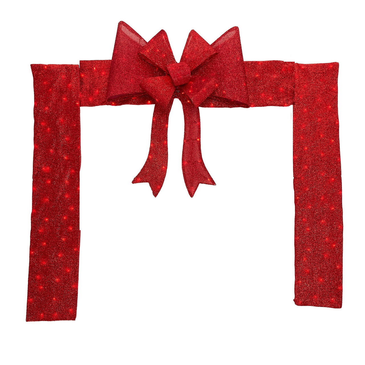 8' Red LED Lighted Christmas Doorway Arch Decoration with Bow ...