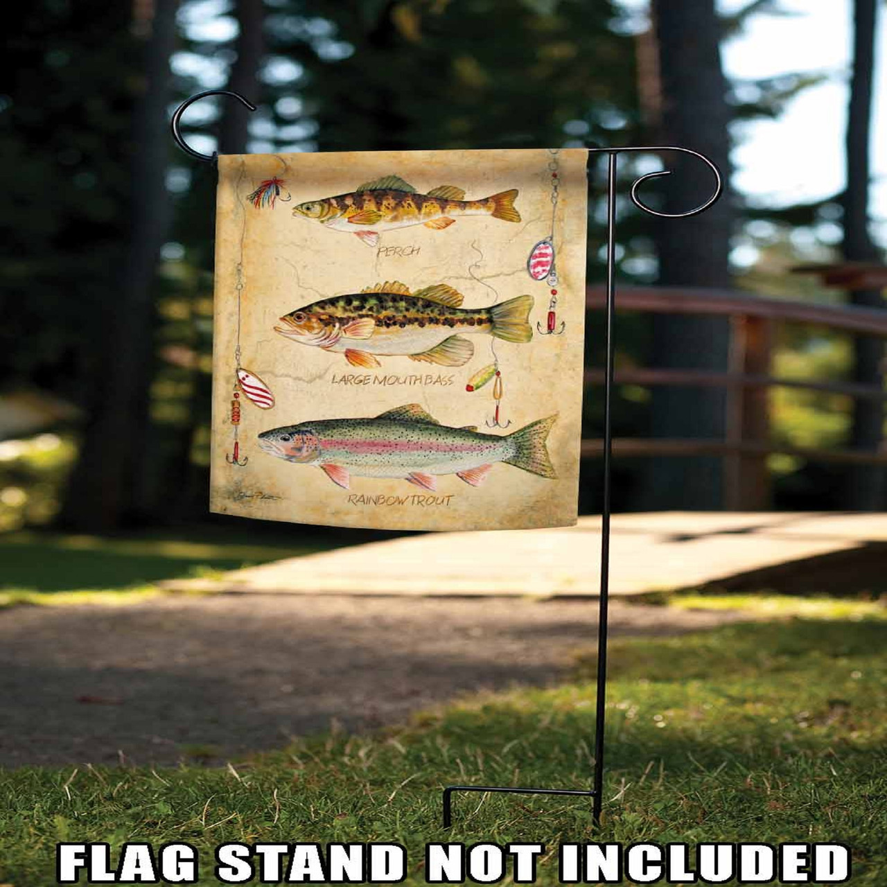 Perch Largemouth Bass Rainbow Trout Outdoor Garden Flag 18" x 12.5 ...