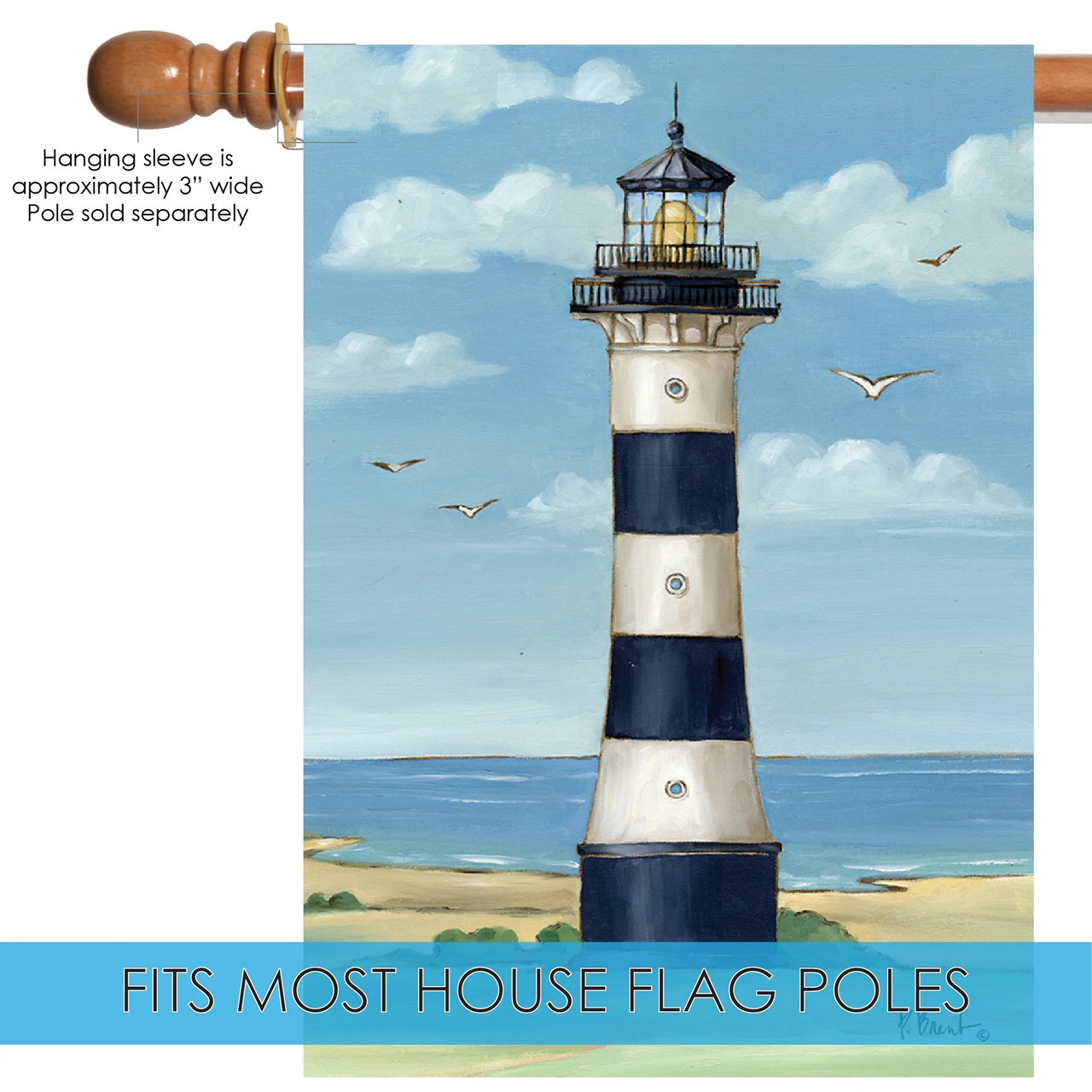 Cape Canaveral Lighthouse Outdoor House Flag 40" x 28" | Christmas Central