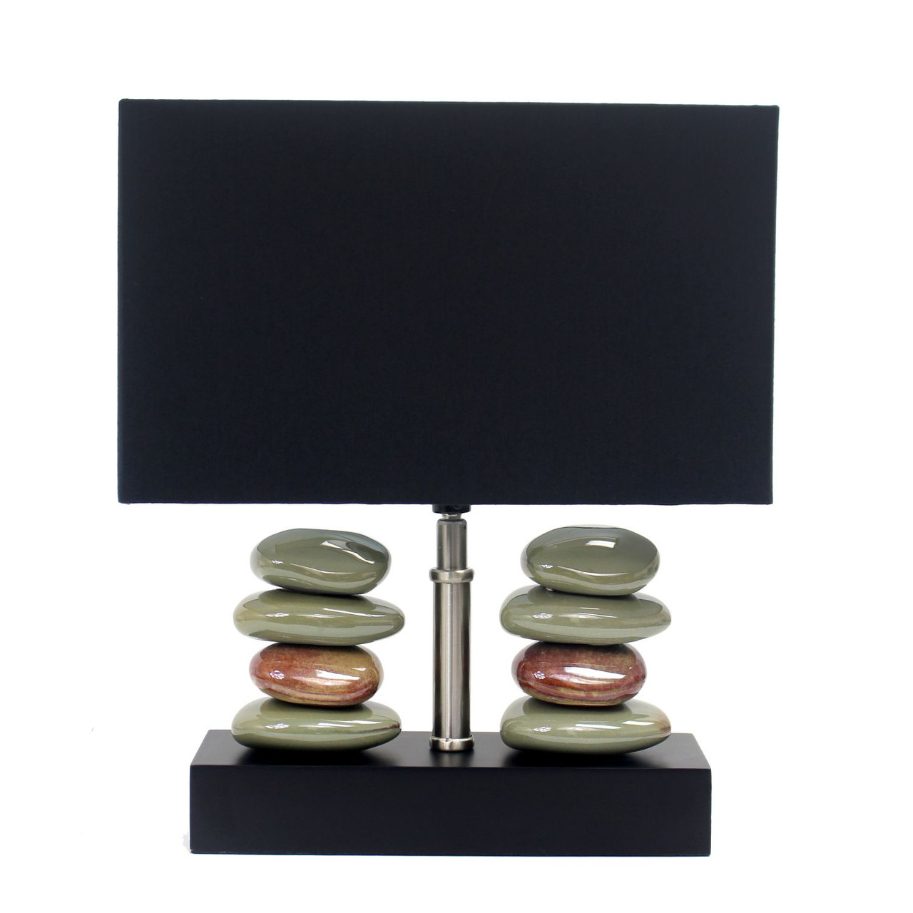 Dual Stacked Stone Table Lamp with Rectangular Shade - 14" - Black ...