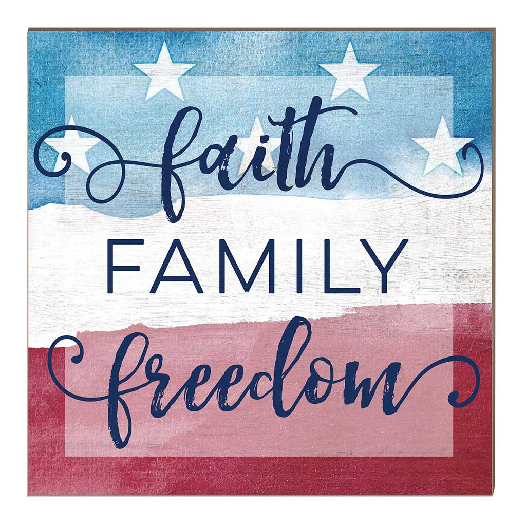10" Blue & Red "Faith Family Freedom" Wooden Patriotic Sign | Christmas ...