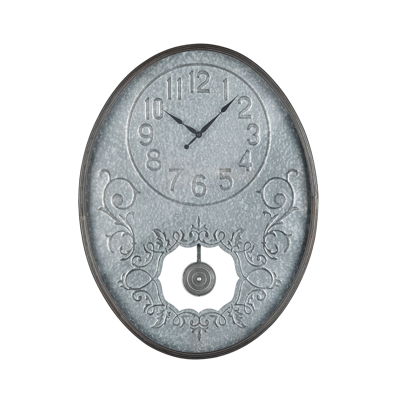 32" Galvanized Steel & Bronze Finished Oval Shaped Jane Wall Clock ...