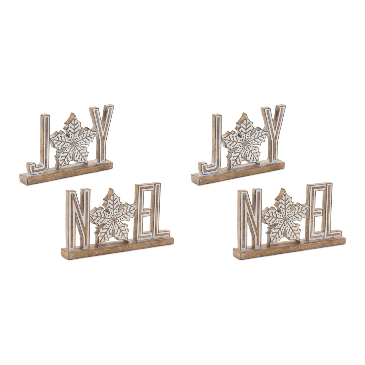 Set of 4 "Joy" & "Noel" Christmas Tabletop Signs 8.5" | Christmas Central