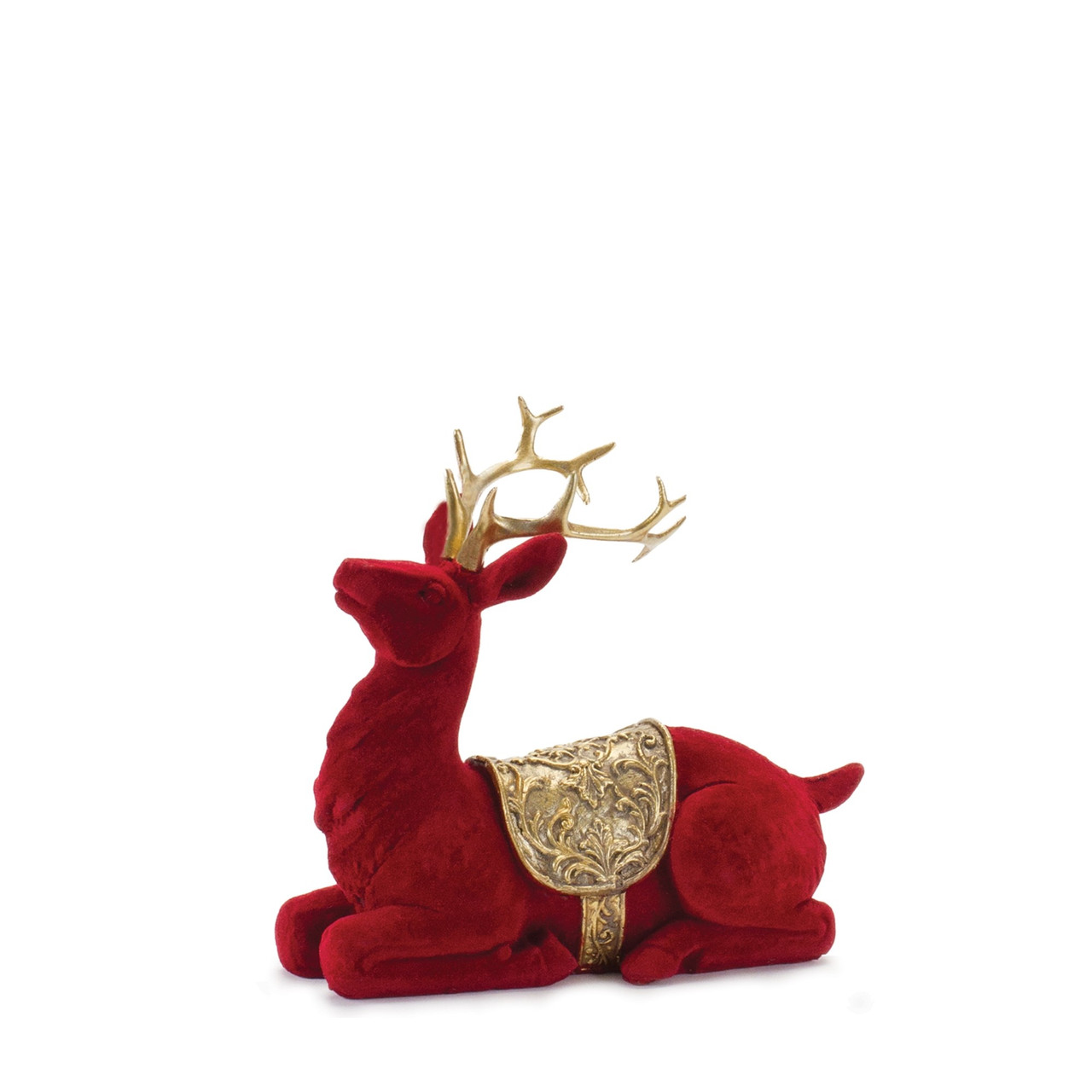 Set of 2 Flocked Deer Christmas Tabletop Figurines 10" | Christmas Central
