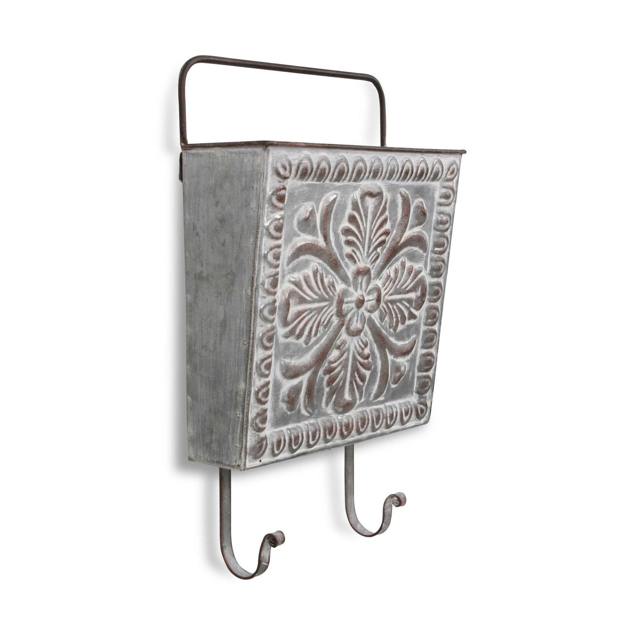 8.75" Floral Galvanized Hanging Storage Bin | Christmas Central