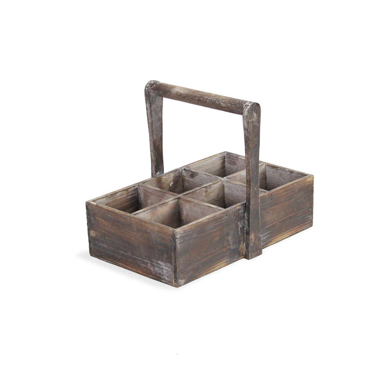 14" Brown Six Compartment Caddy with Center Handle | Christmas Central