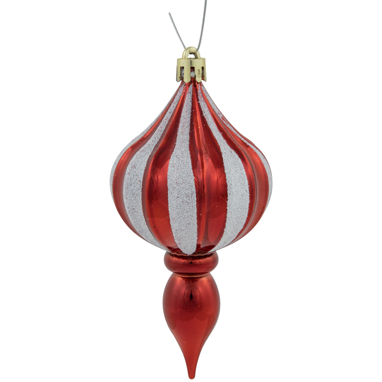 8ct Red & White Shatterproof Finial Christmas Ornaments, 4.75 ...