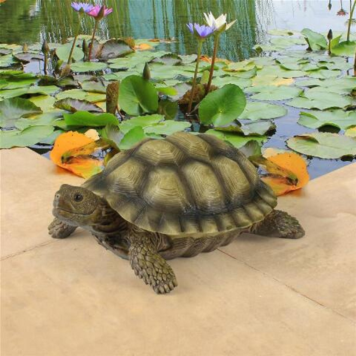 Set of 2 Turtle Hand Painted Outdoor Garden Statues 9" | Christmas Central