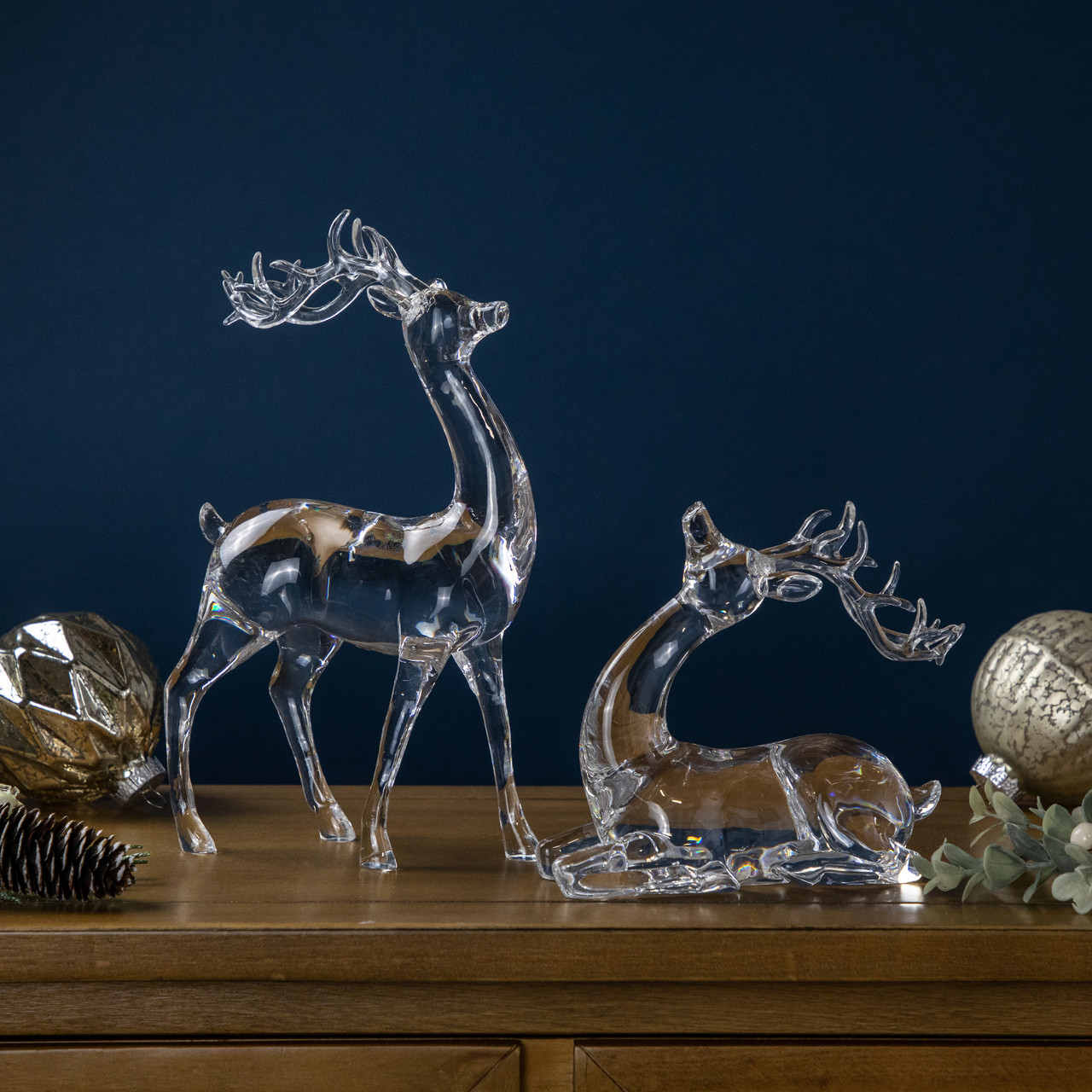 Kneeling & Standing Reindeer Acrylic Christmas Decorations - 9" - Set ...