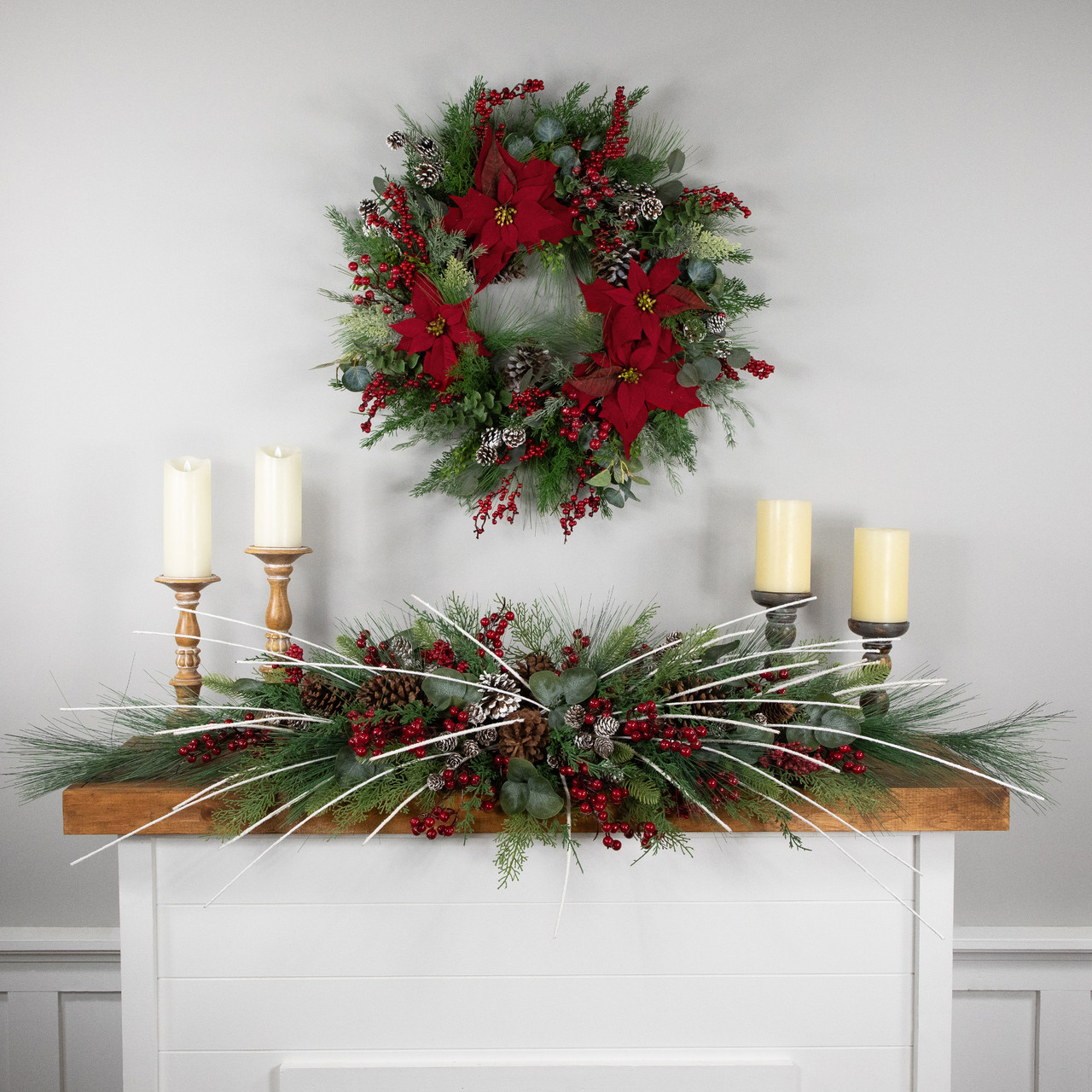 Real Touch™ Berries & Birch Twigs Artificial Pine Christmas Swag - 62 ...
