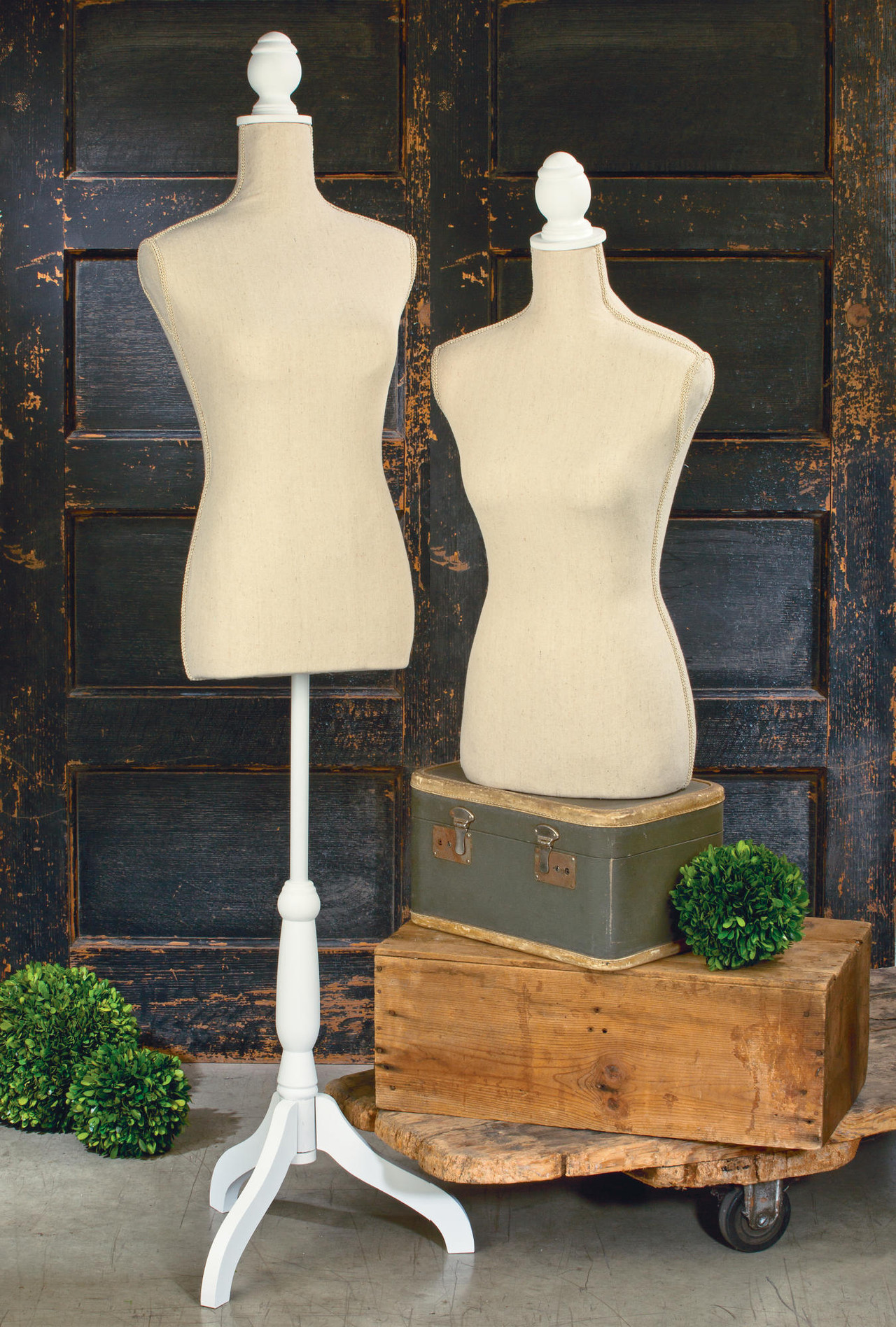 64"Beige & White Modern Burlop Body Form | Christmas Central