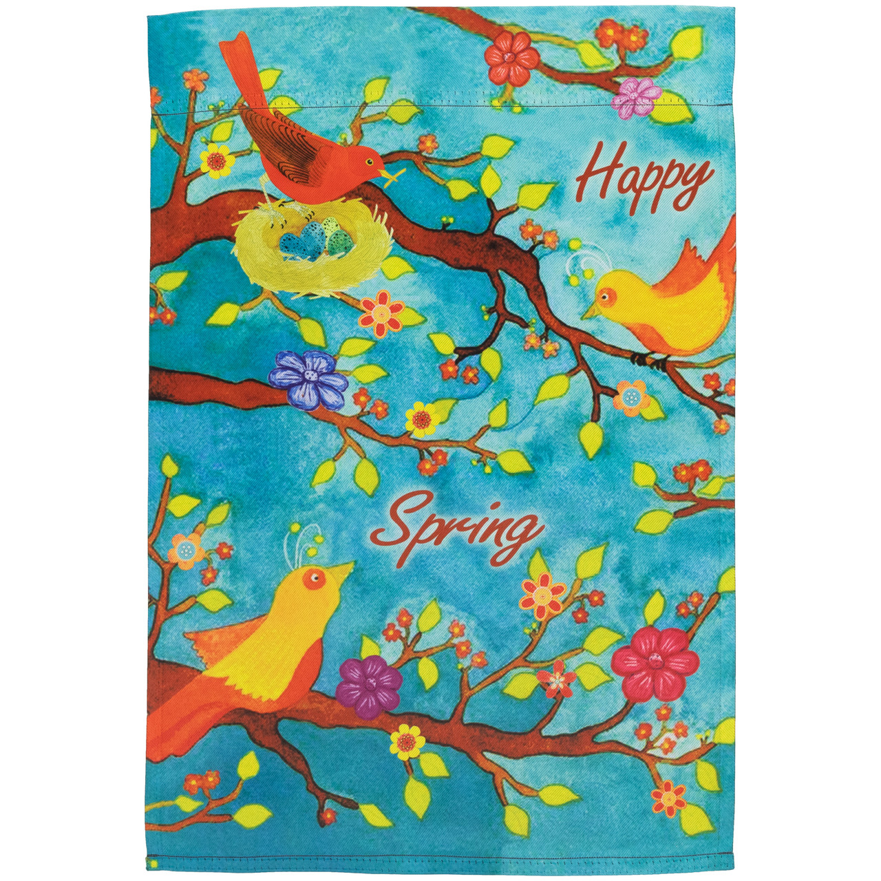 Birds & Flowers "Happy Spring" Outdoor Garden Flag 18" x 12.5 ...