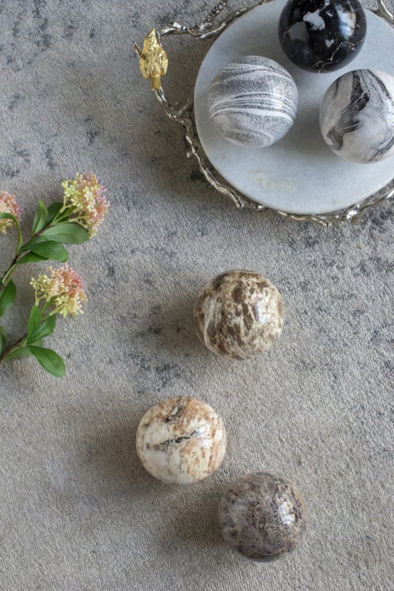 Marbleized Ceramic Balls - 4" - Brown - Set of 3 | Christmas Central