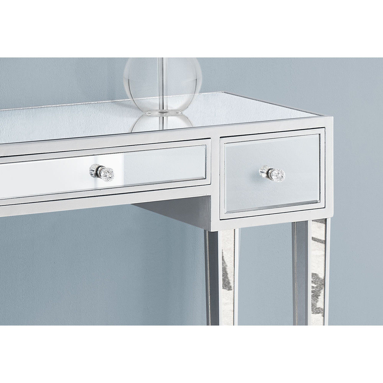 42" Silver Rectangular Accent Table with Mirror & Drawers | Christmas ...