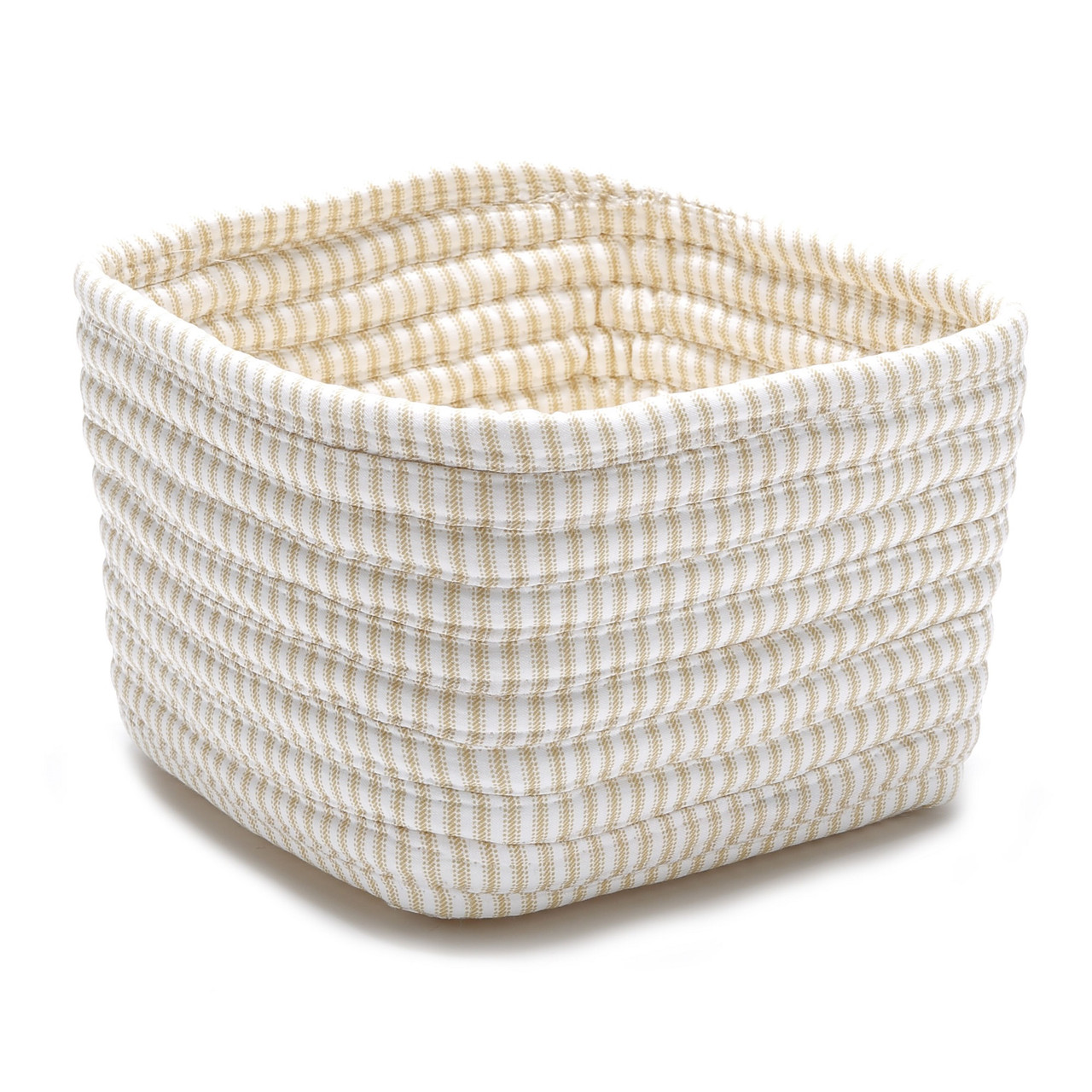 11" Beige & White Handmade Braided Basket | Christmas Central