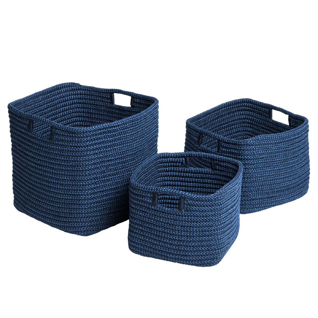 12" Navy Blue Industrial Rectangular Storage Basket | Christmas Central