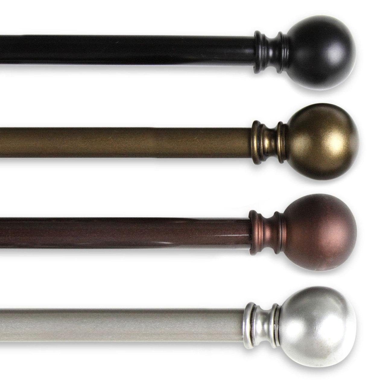 124" Satin Nickel Round Contemporary Curtain Rod | Christmas Central