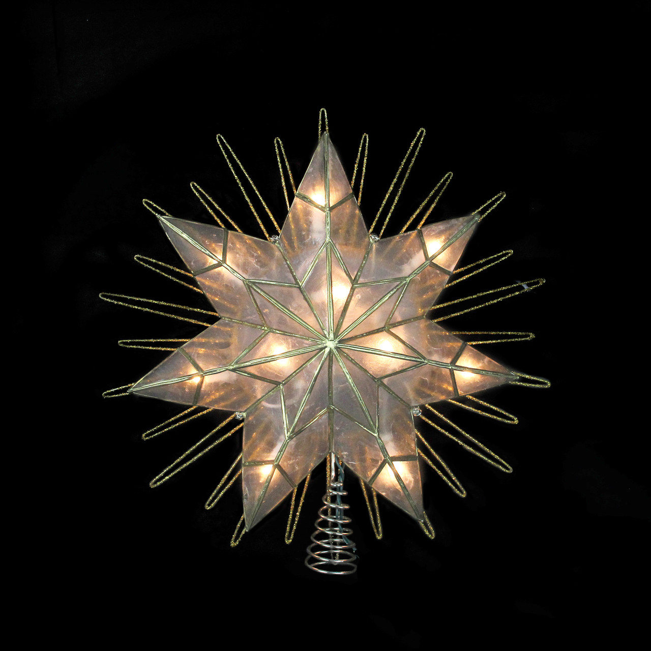 14" Lighted Capiz Sunburst 7-Point Star Christmas Tree Topper, Clear ...
