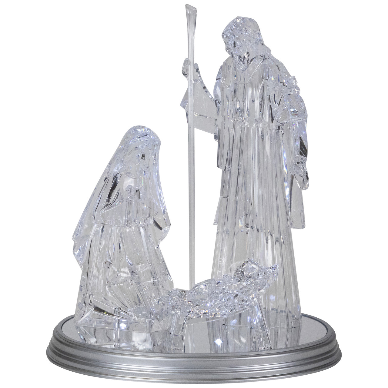 LED Lighted Acrylic Holy Family Nativity Scene on Mirror Christmas ...
