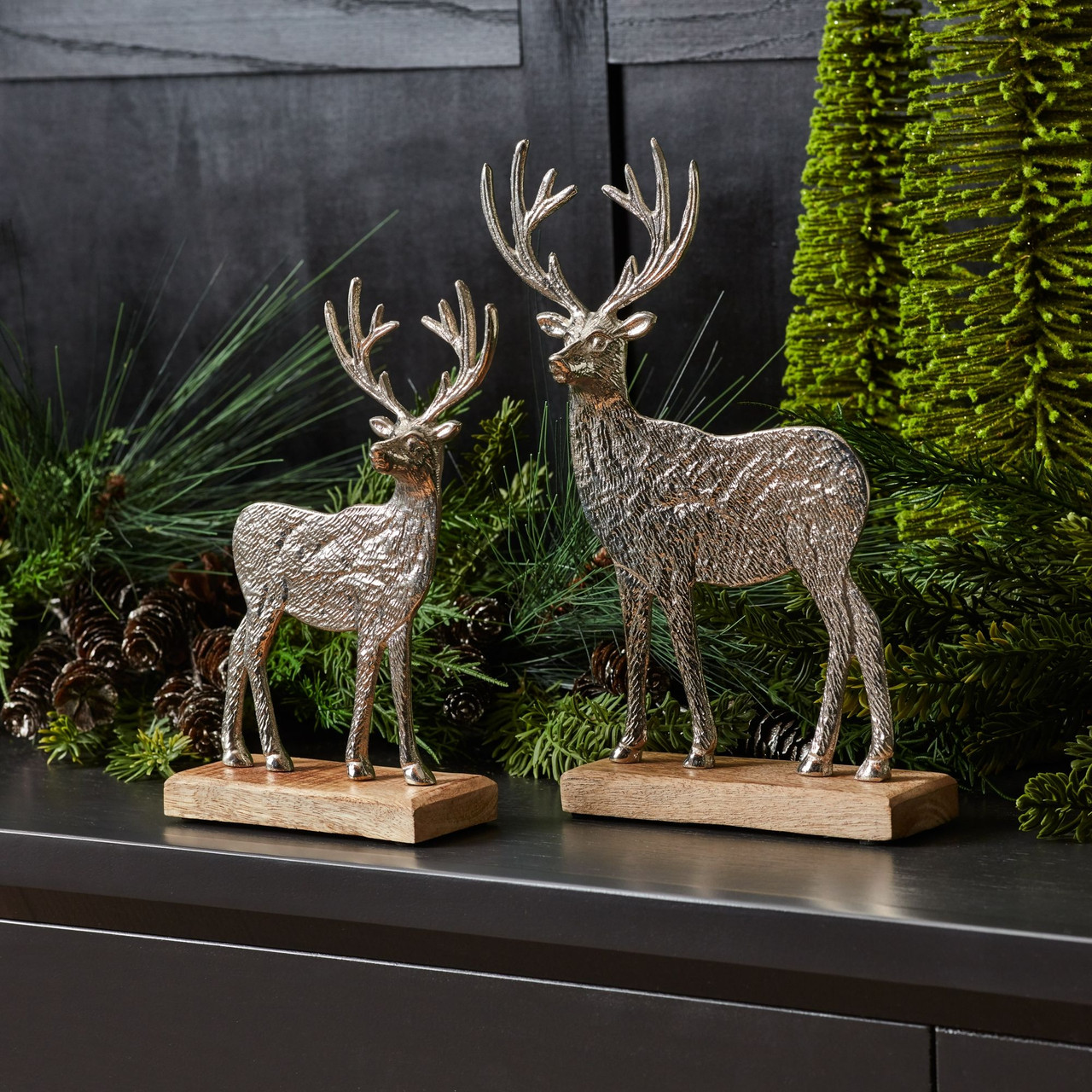 Deer Christmas Tabletop Decorations - 10.5" - Set of 2 | Christmas Central