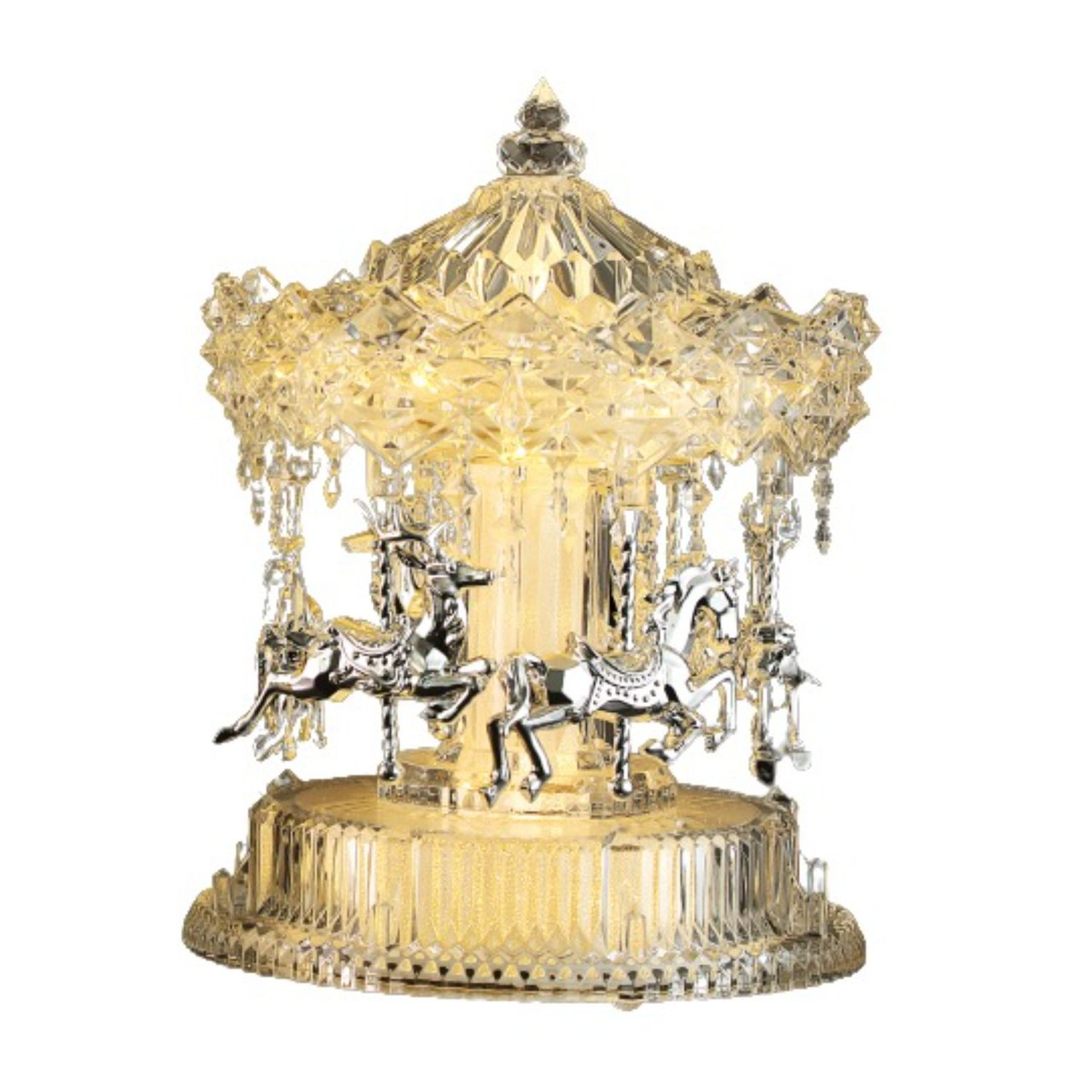Rotating Carousel Horses Christmas Decoration - 10" - Clear & Silver ...