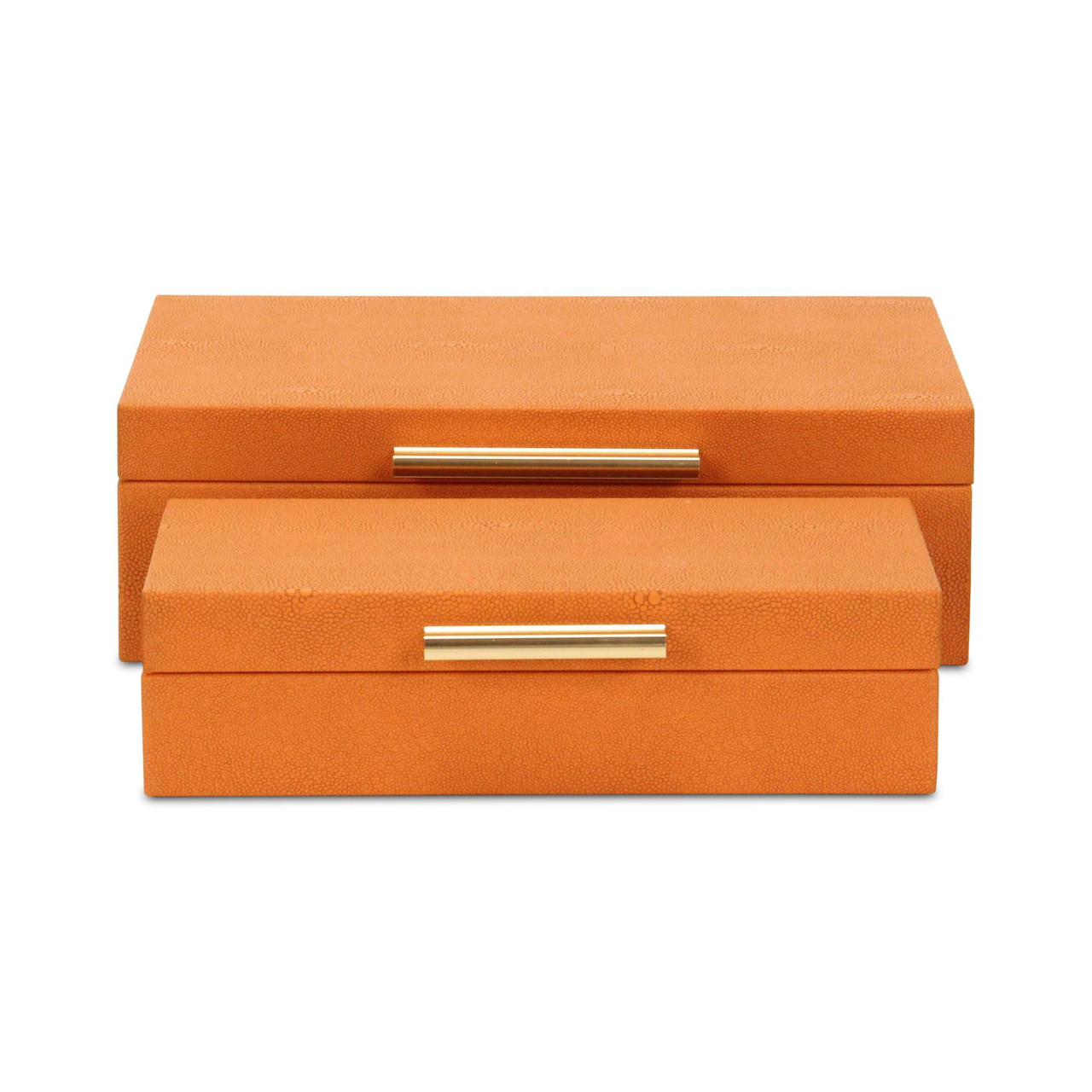 Faux Shagreen Rectangular Storage Box Set - 11.75" - Orange - Set of 2 ...