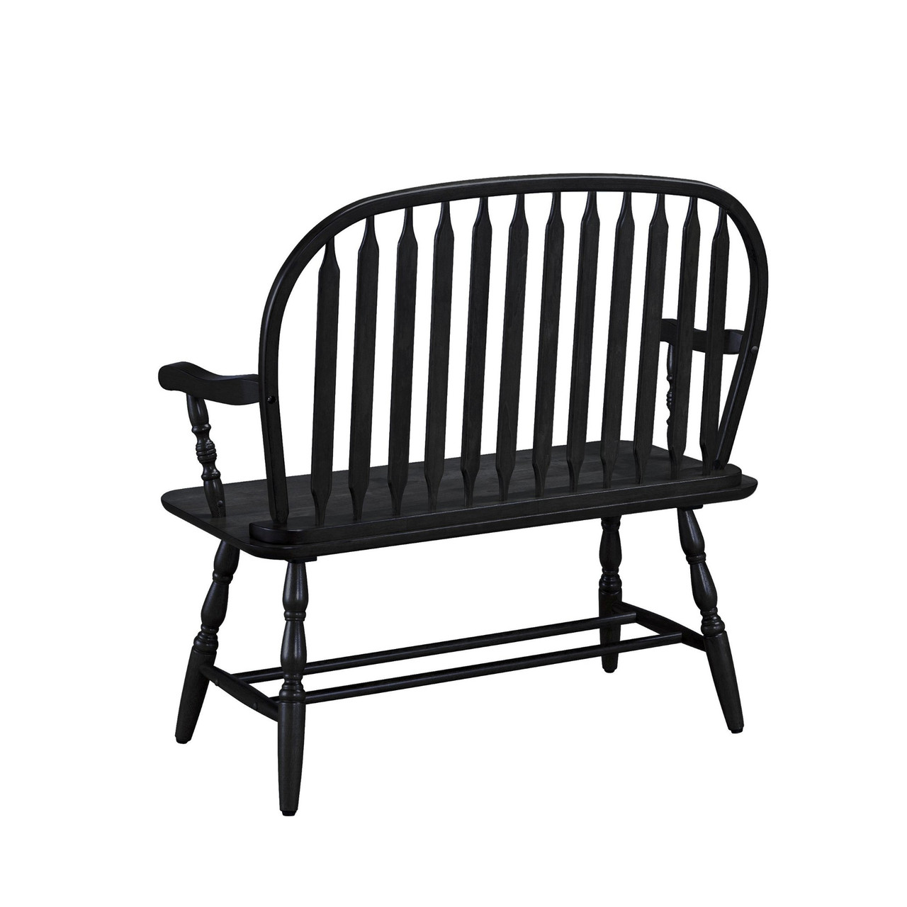 Windsor-Style Arched Back Wood Bench - 44" - Antique Black | Christmas ...